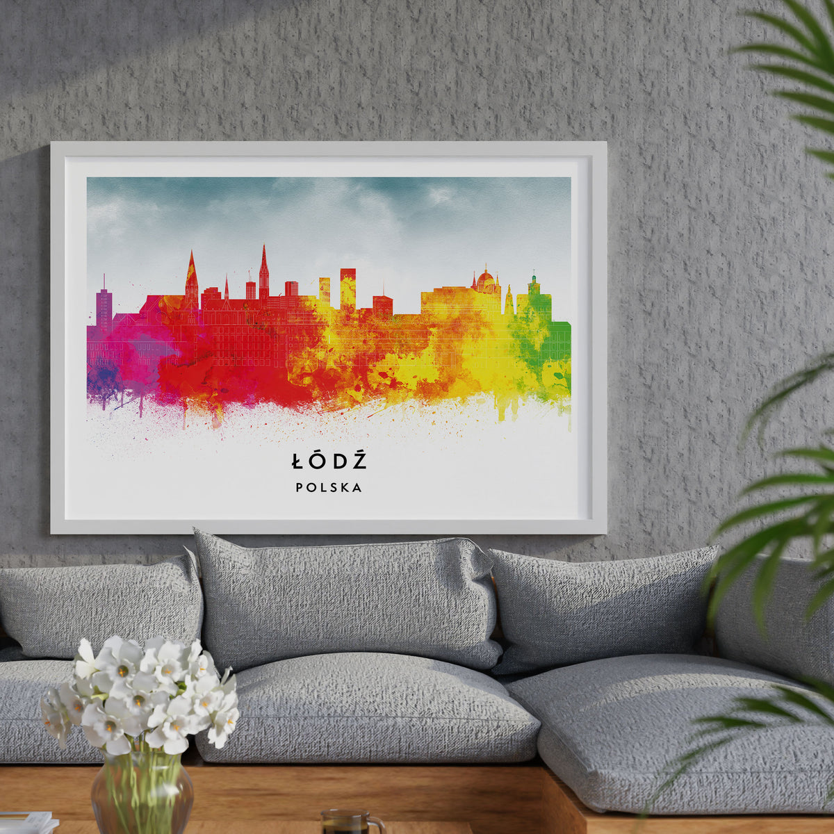 Lodz Skylines Poster, Watercolor style Skylines Poster – UK Custom Posters