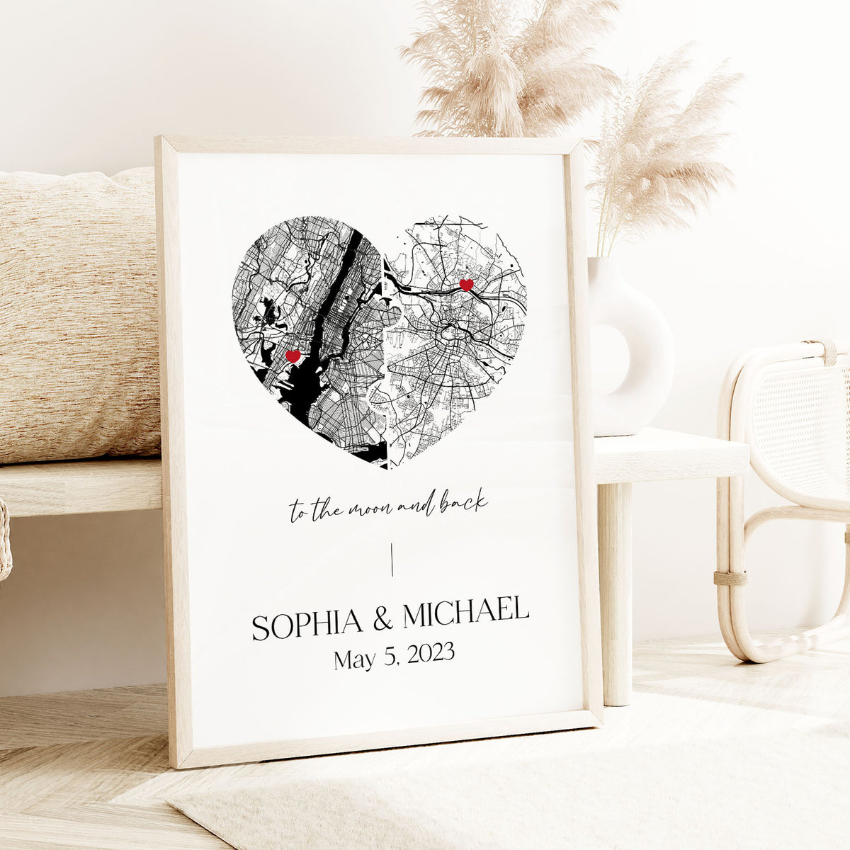 Personalised Map Poster- Story Map, Heart – UK Custom Posters