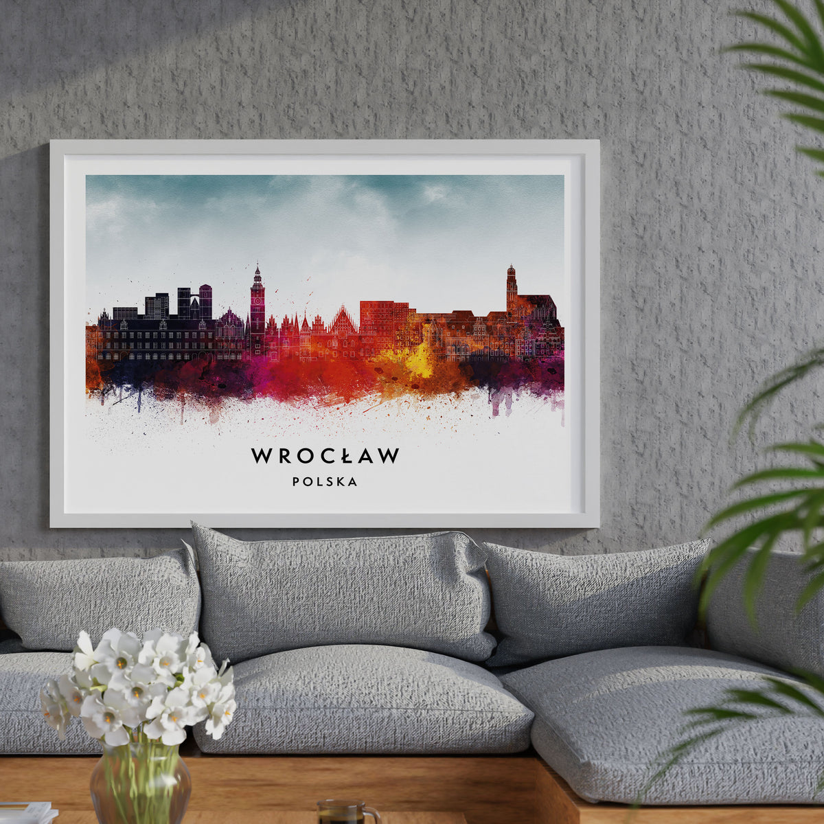 Wroclaw Skylines Poster, Watercolor style Skylines Poster – UK Custom Posters