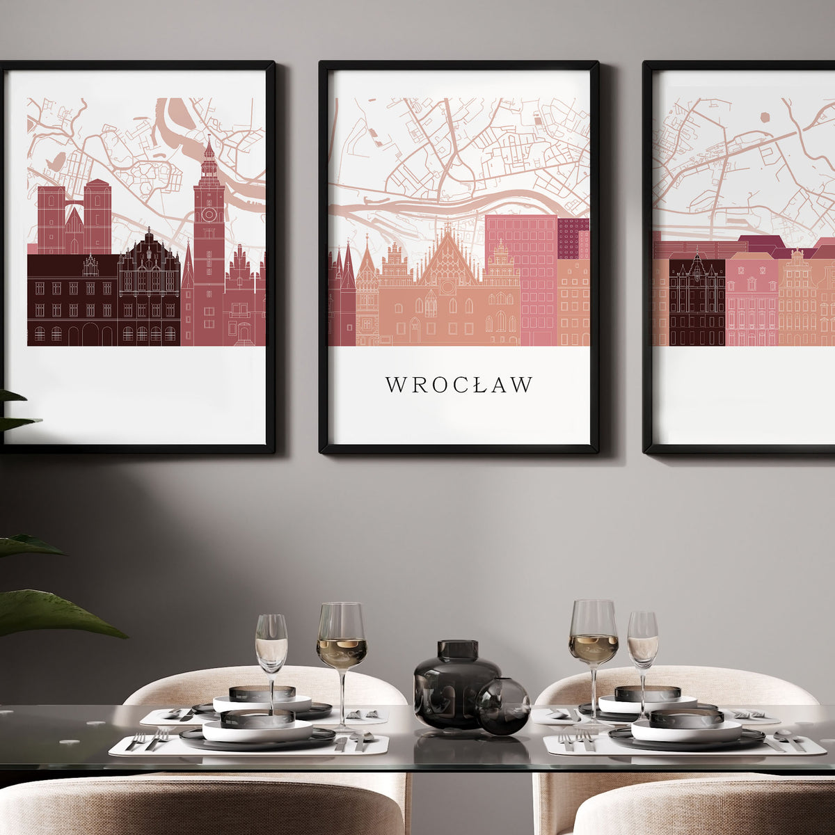 Wroclaw Silhouette Triptych – Watercolor Skyline Poster | Premium City Wall Art & Decor – UK ...