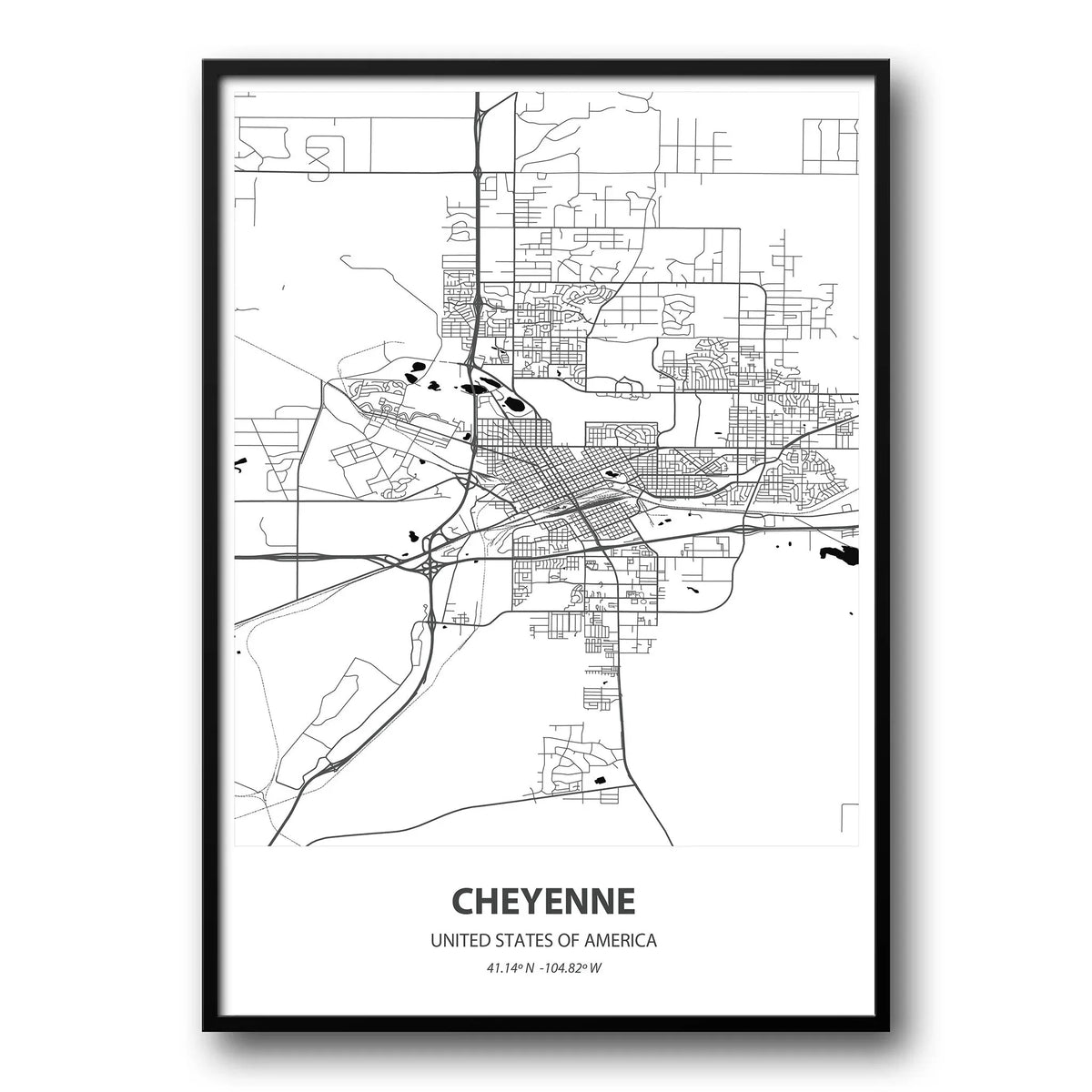 Cheyenne – Artistic Map Illustration | Premium City Map Prints & Decor – UK Custom Posters