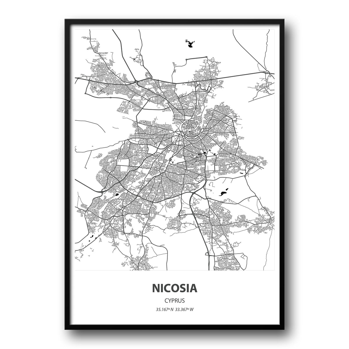 Nicosia Minimalist Map Poster Premium City Map Prints And Decor Uk Custom Posters