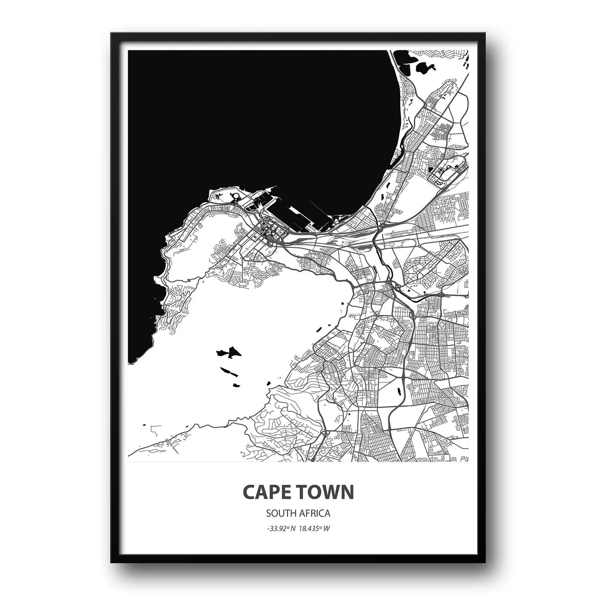 Cape Town – Elegant Cartography Print | Premium City Map Prints & Decor – UK Custom Posters