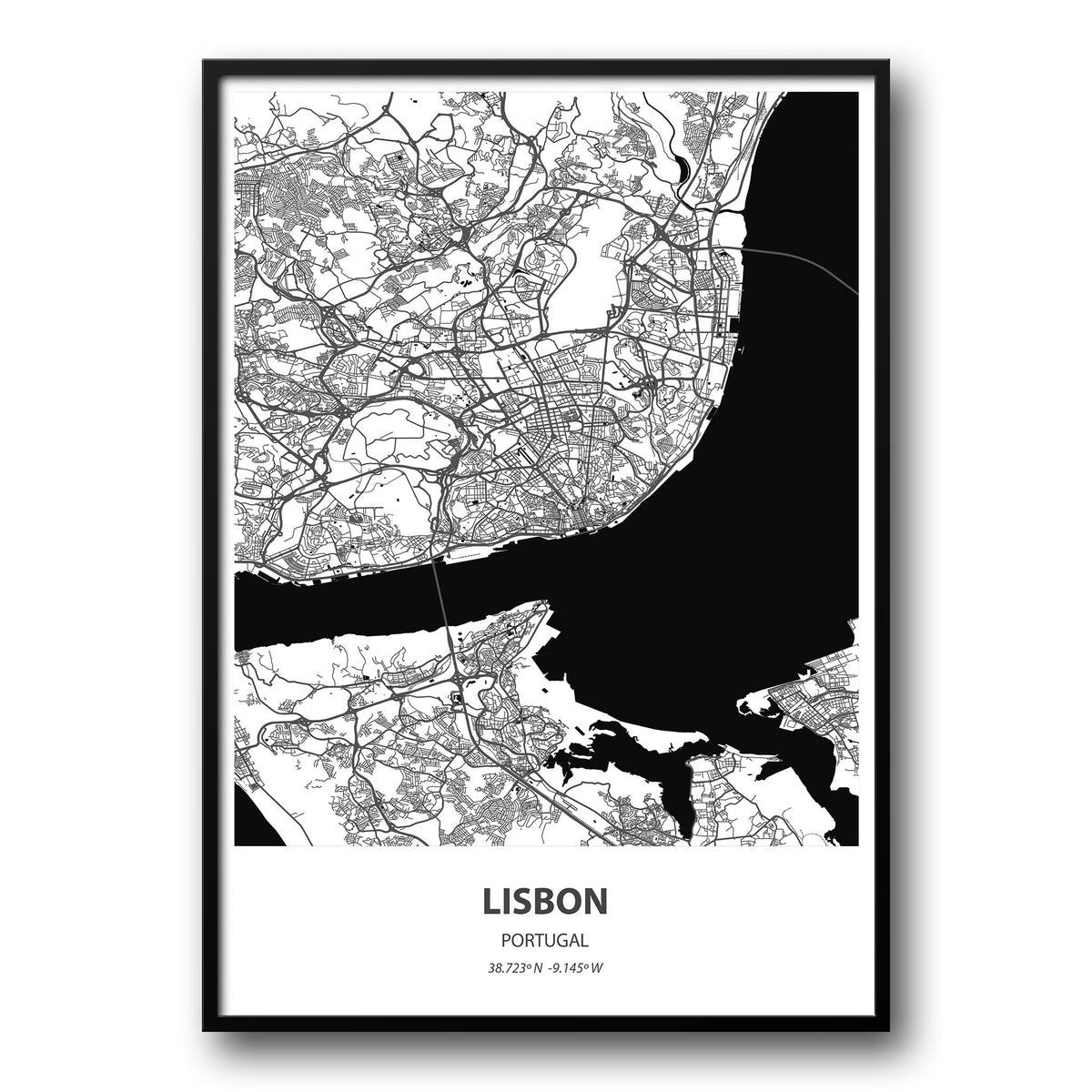 Lisbon – Modern Urban Map | Premium City Map Prints & Decor – UK Custom Posters