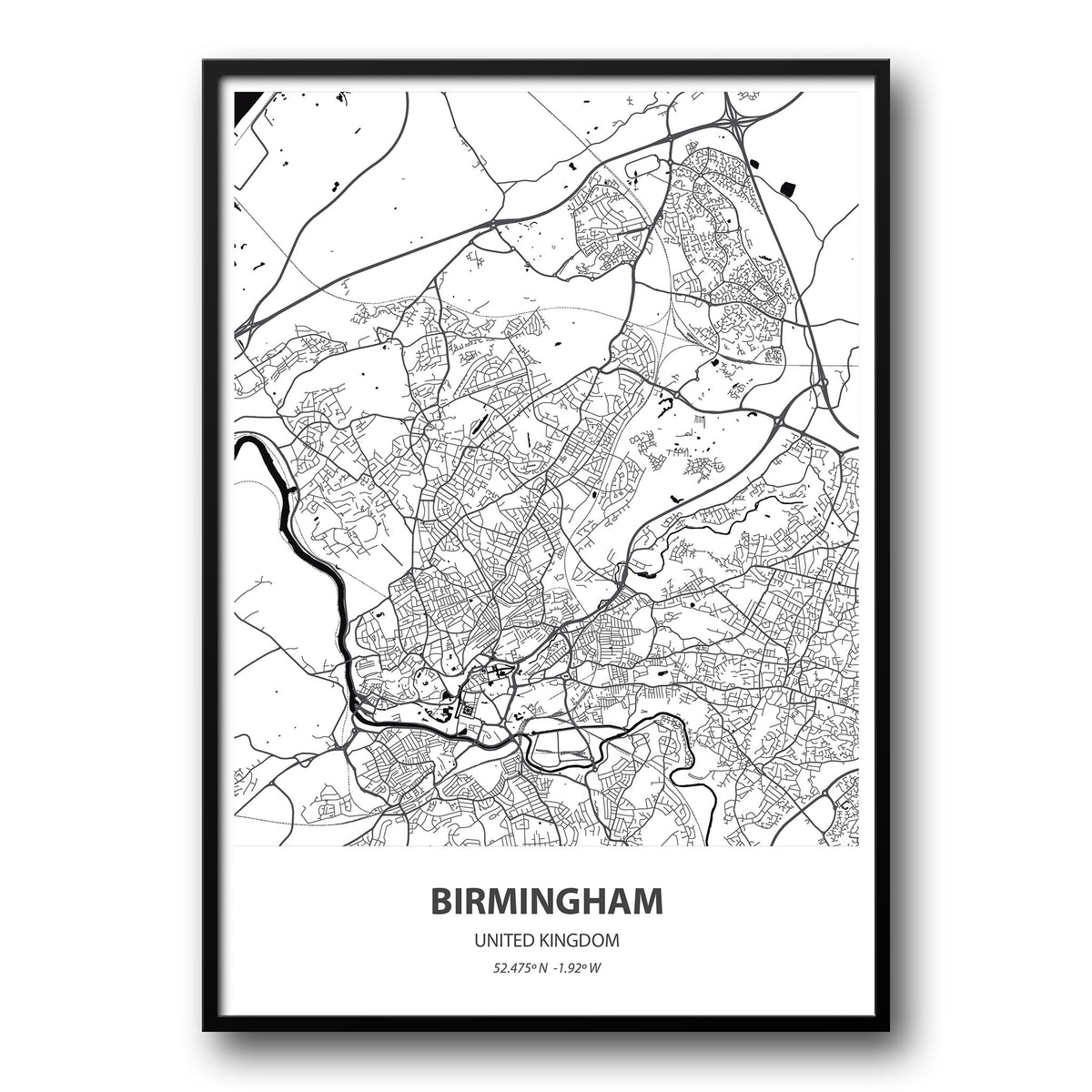 Birminghaam – Minimalist Map Poster | Premium City Map Prints & Decor – UK Custom Posters