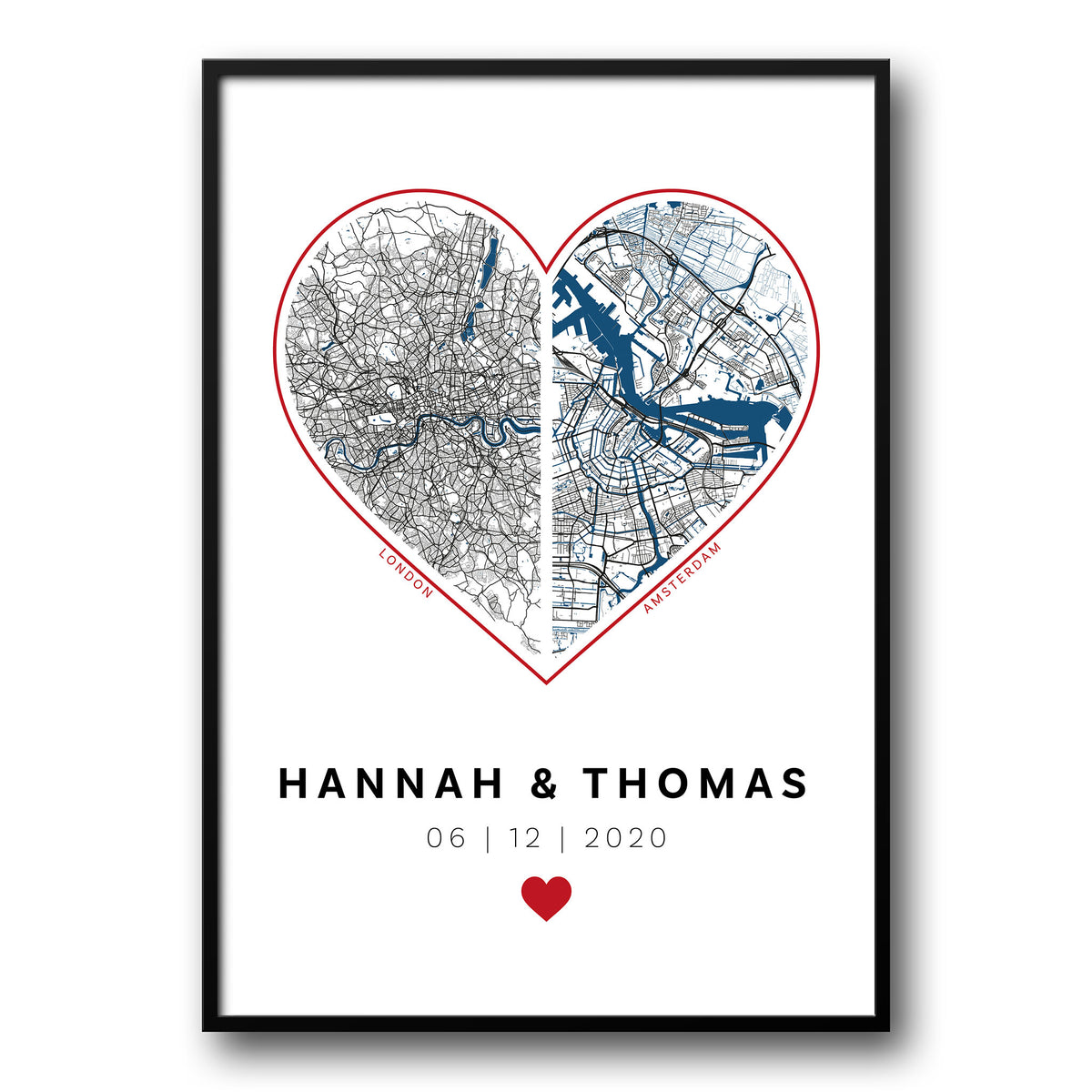 Custom Map Poster- Story Map, Heart – UK Custom Posters