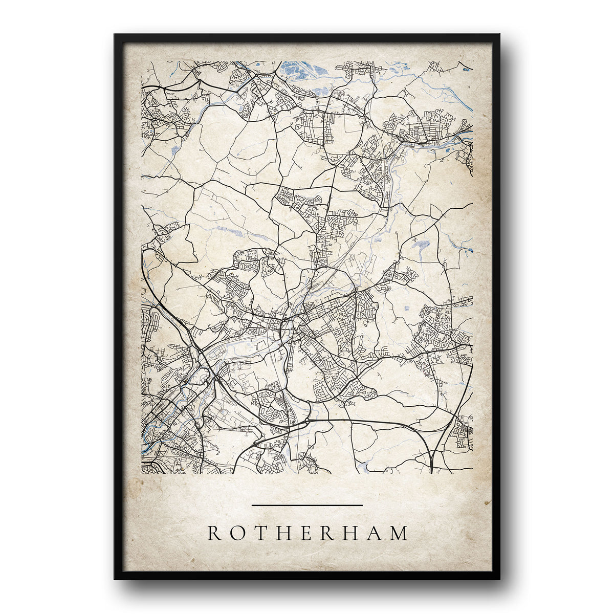 Rotherham Map Poster in 12 Styles – UK Custom Posters