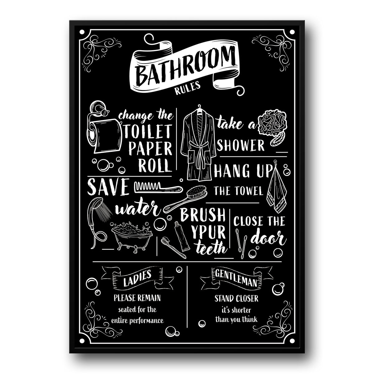 Bathroom Rules Poster Kitchen Poster Bathroom Poster – UK Custom Posters