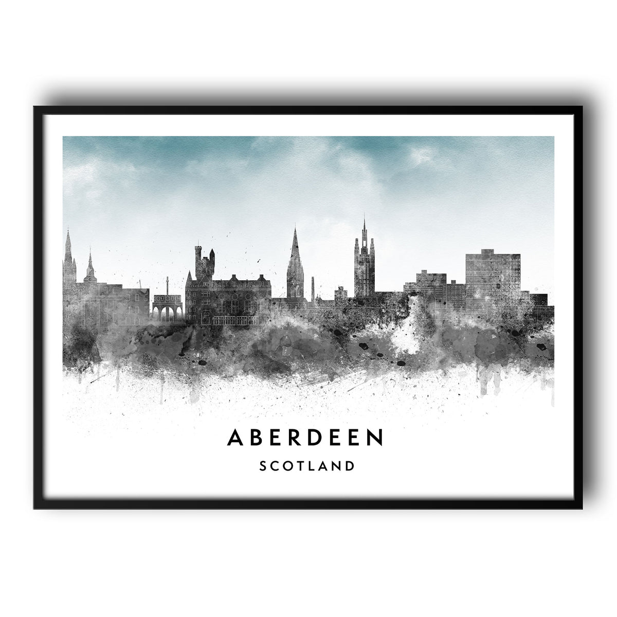 Aberdeen Skylines Poster, Watercolor style Skylines Poster – UK Custom Posters