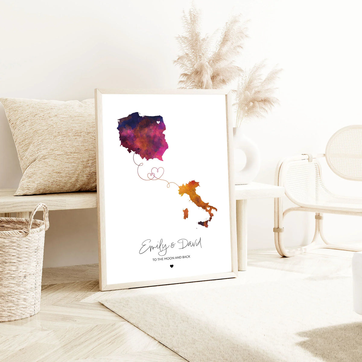 Two Location Love Map Poster & Personalised Couple Wall Art | UK – UK ...