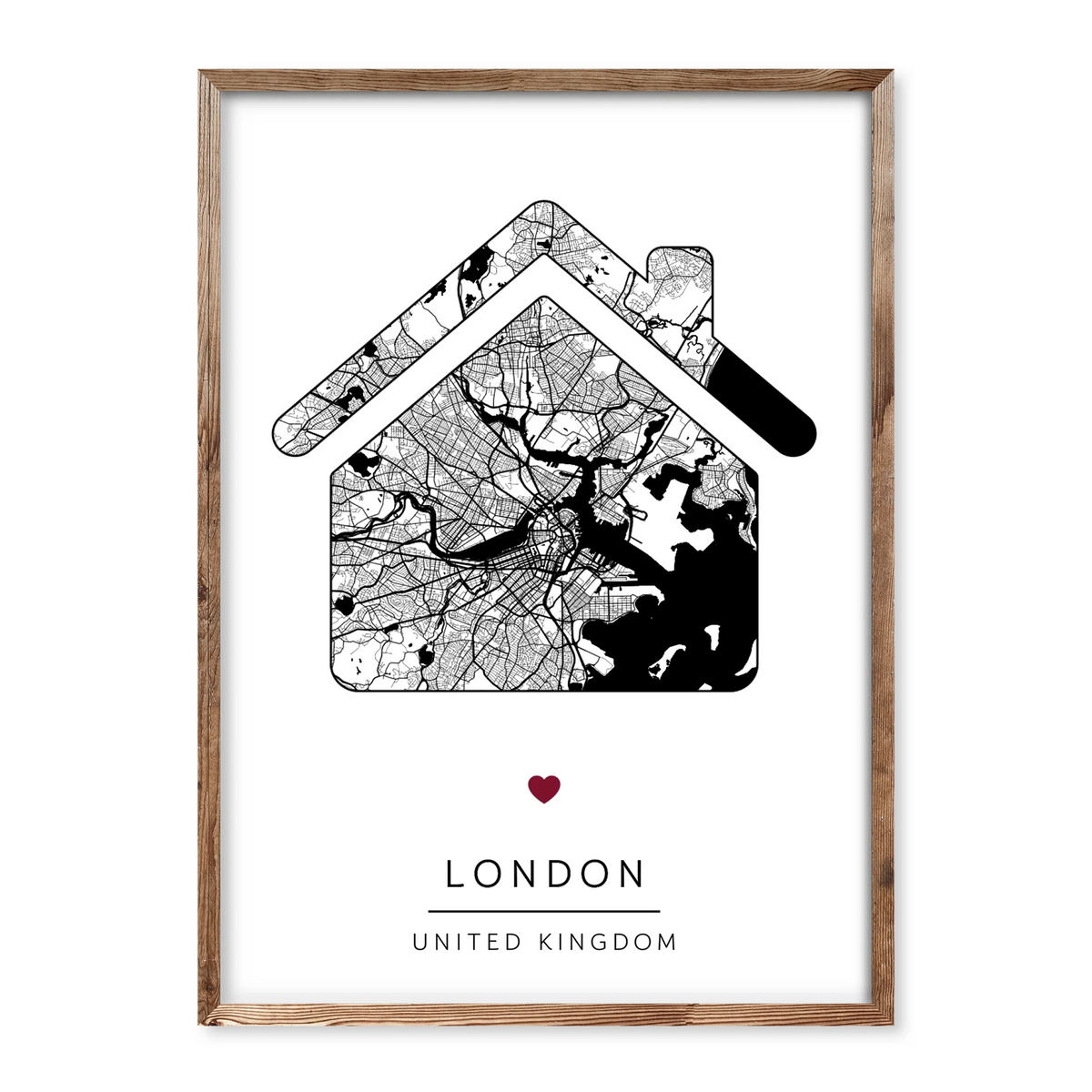 Custom Map Poster – Black & White Home Edition – UK Custom Posters