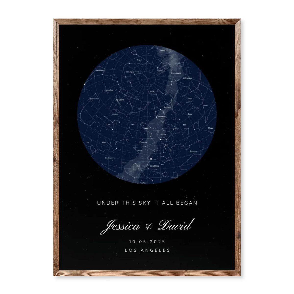 Personalised Star Map Poster – Custom Night Sky Print with Names, Date ...
