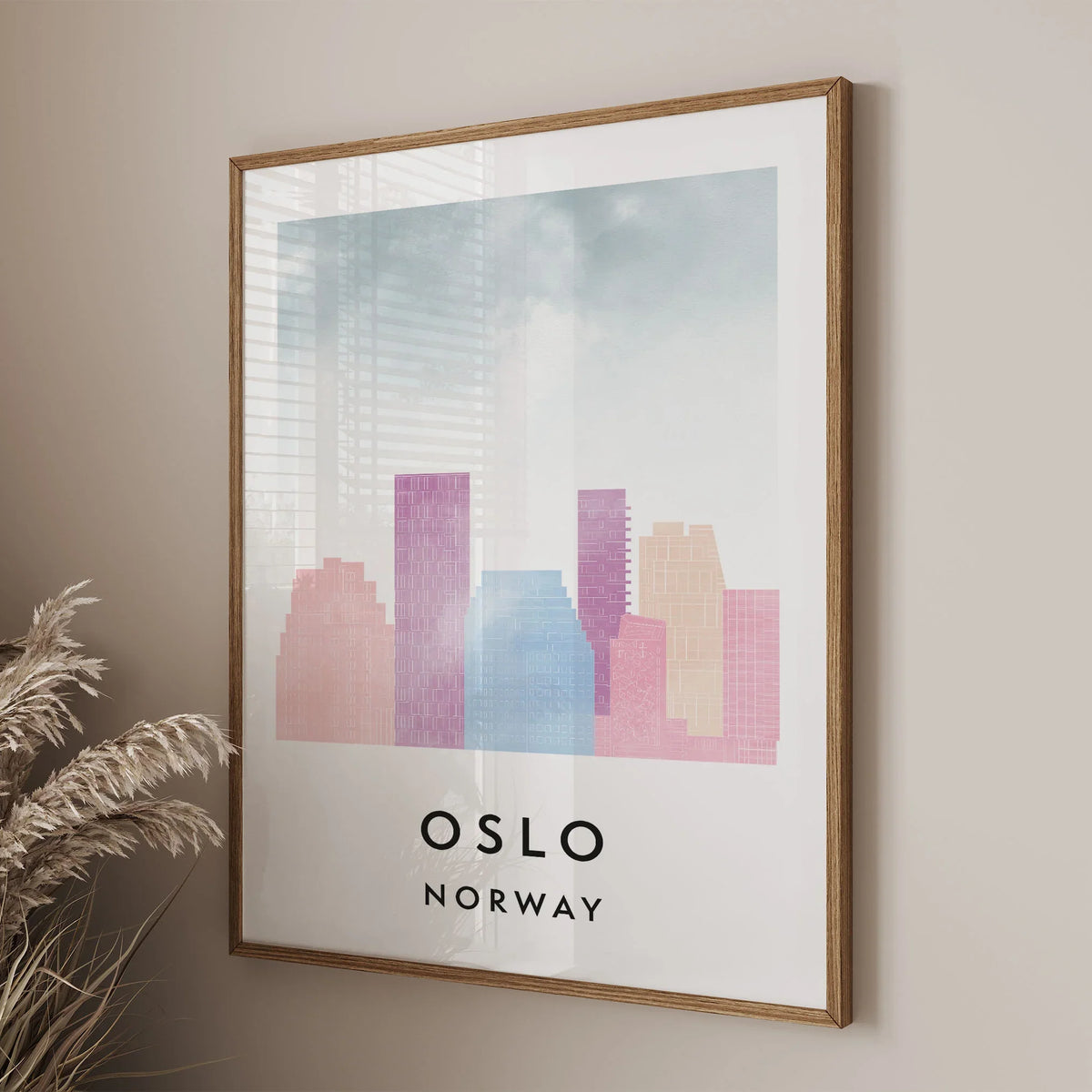 Oslo Skylines Poster, Watercolor style Skylines Poster – UK Custom Posters