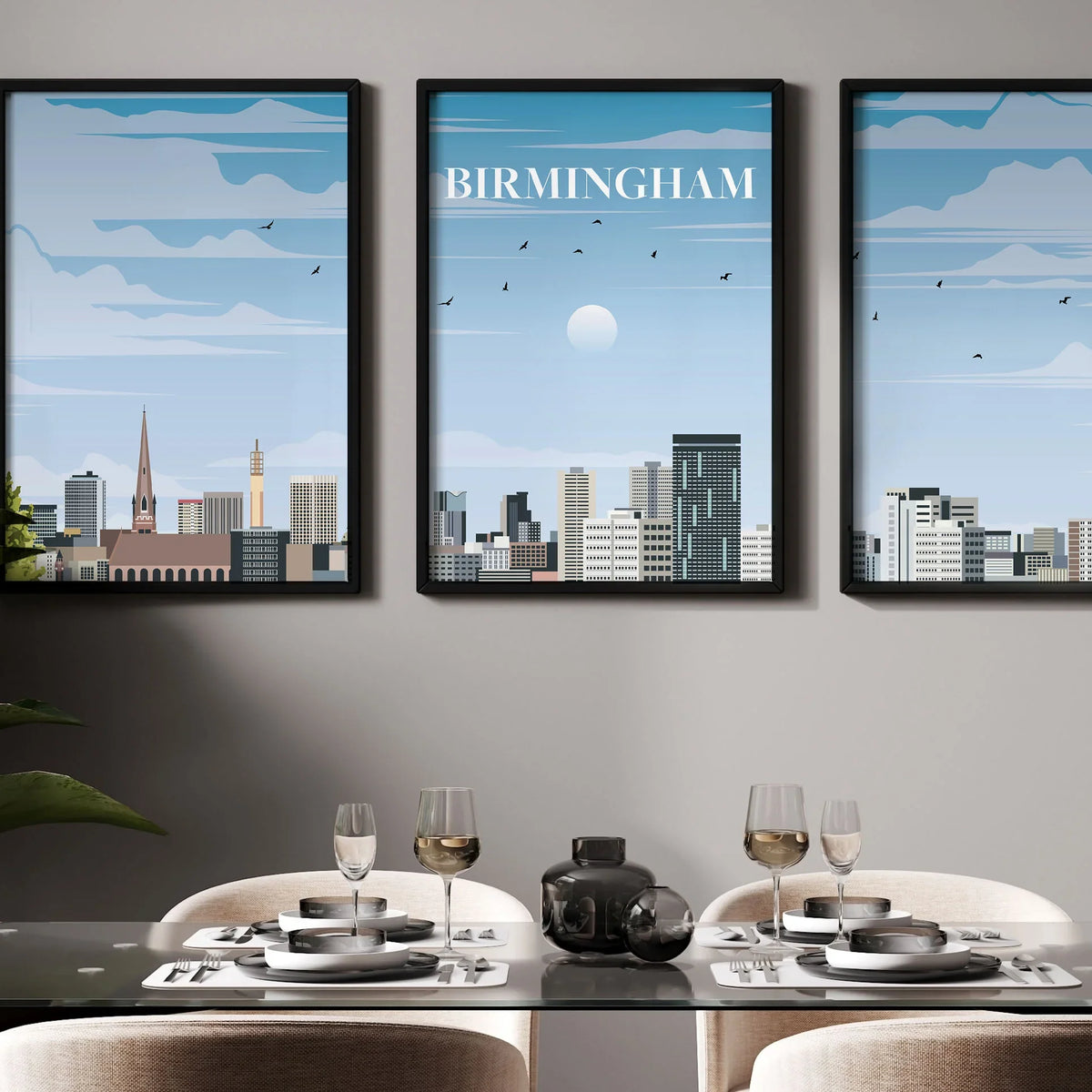 Birmingham Travel Posters Triptych Poster for Living Room – UK Custom ...