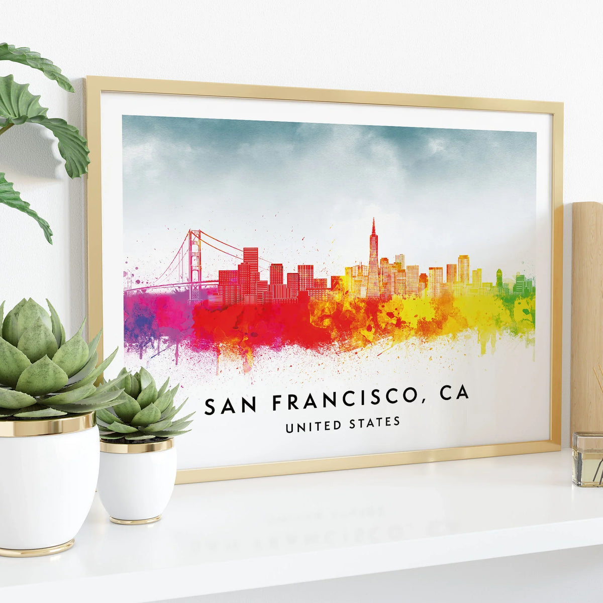 San Francisco Skylines Poster, Watercolor style Skylines Poster – UK ...