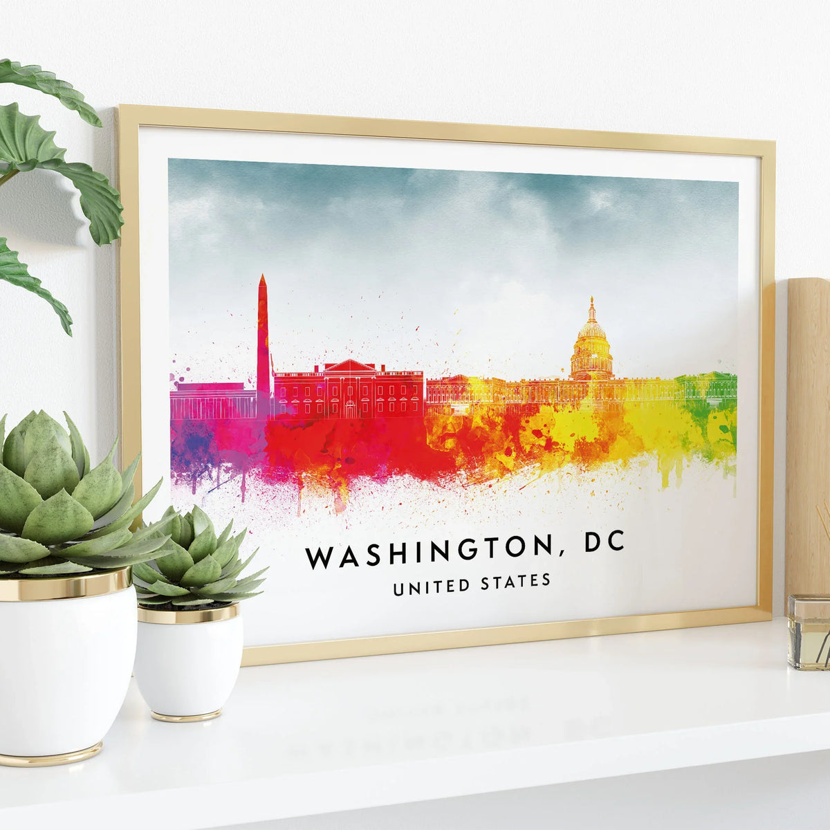 Washington Skylines Poster, Watercolor style Skylines Poster – UK ...