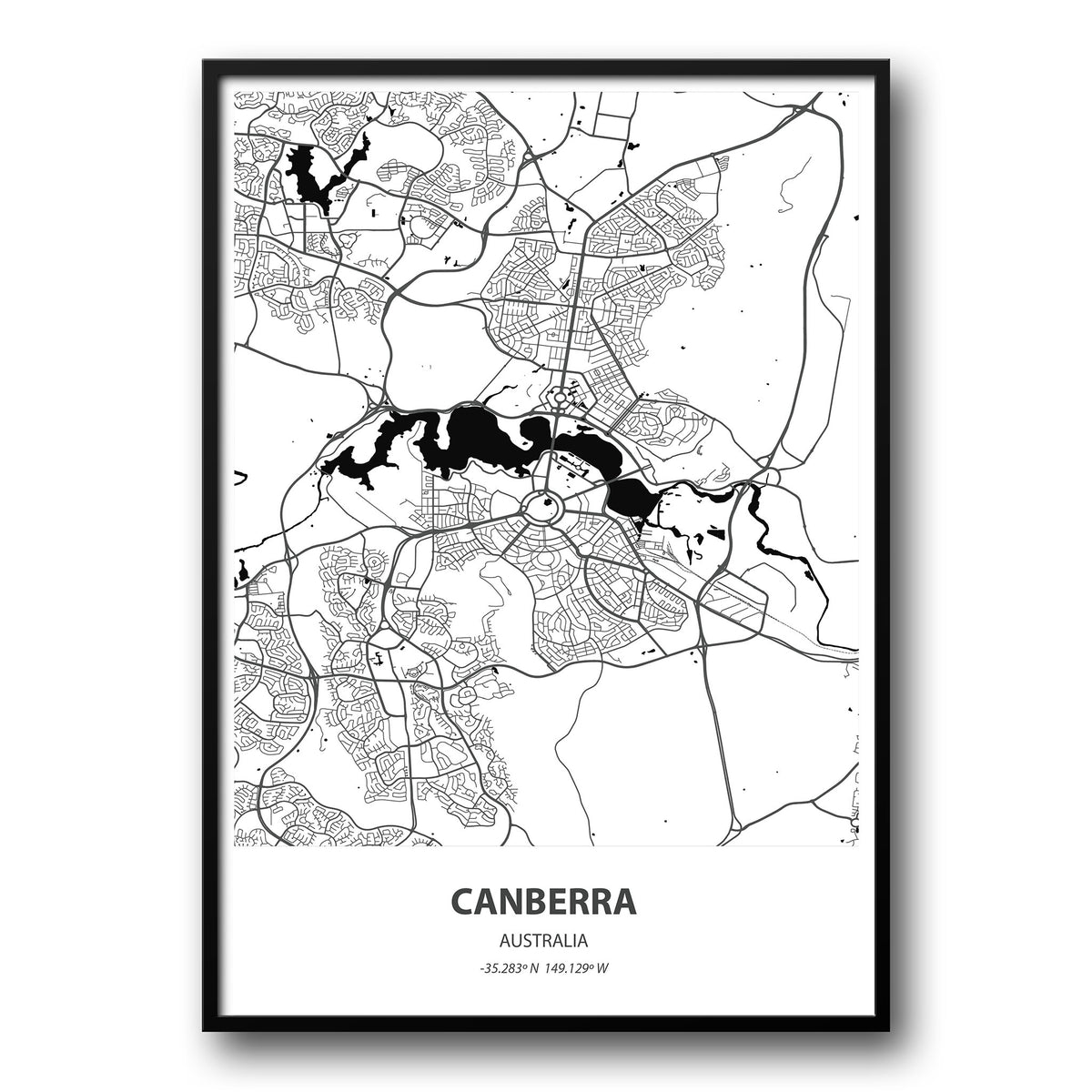Canberra – Stylish Wall Map | Premium City Map Prints & Decor – UK ...