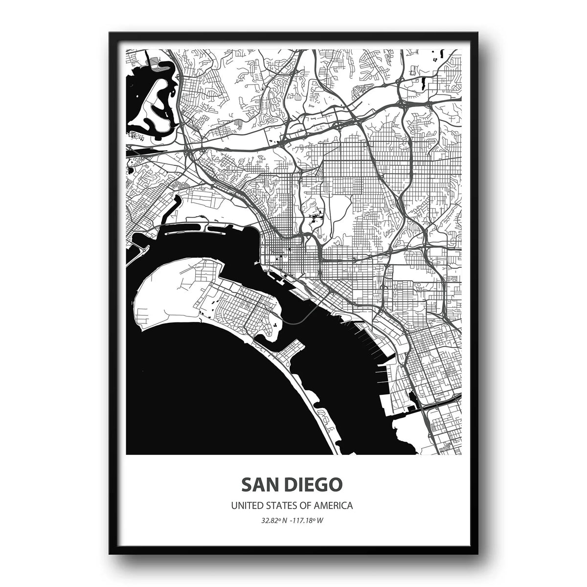 San Diego – Stylish Wall Map | Premium City Map Prints & Decor – UK ...