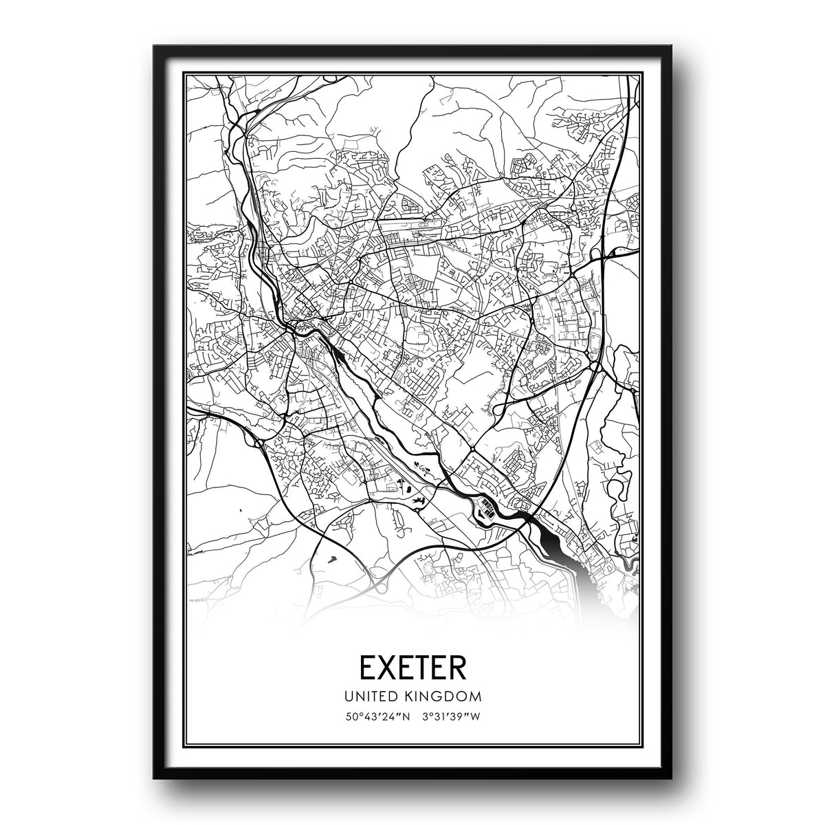 Exeter – Vintage Street Map | Premium City Map Prints & Decor – UK ...