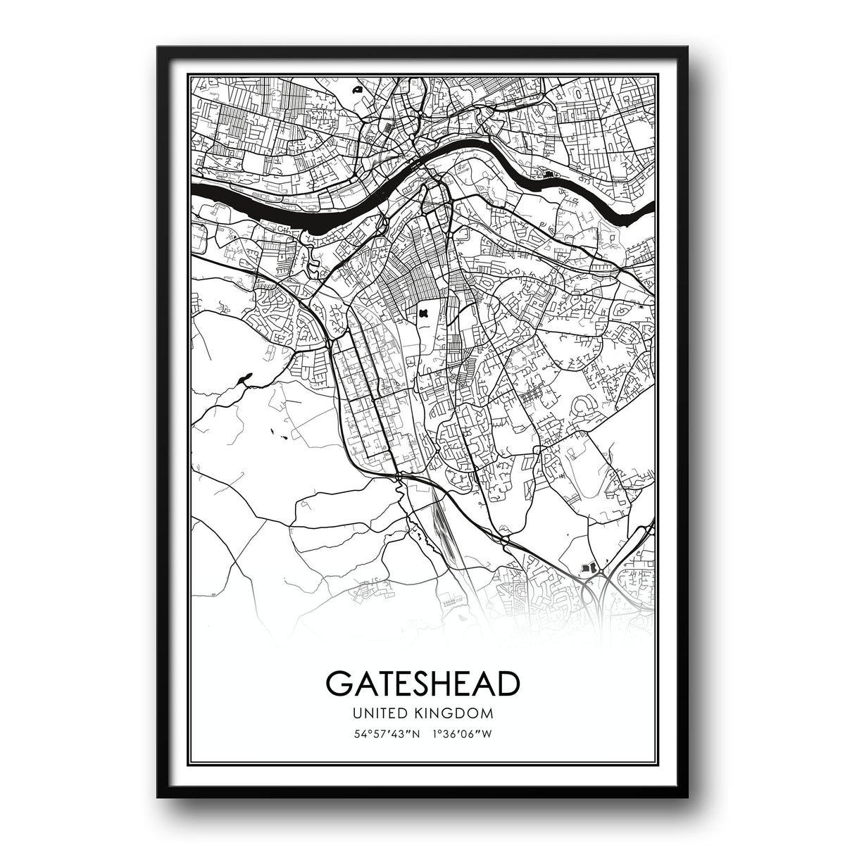 Gateshead – Modern Urban Map | Premium City Map Prints & Decor – UK ...