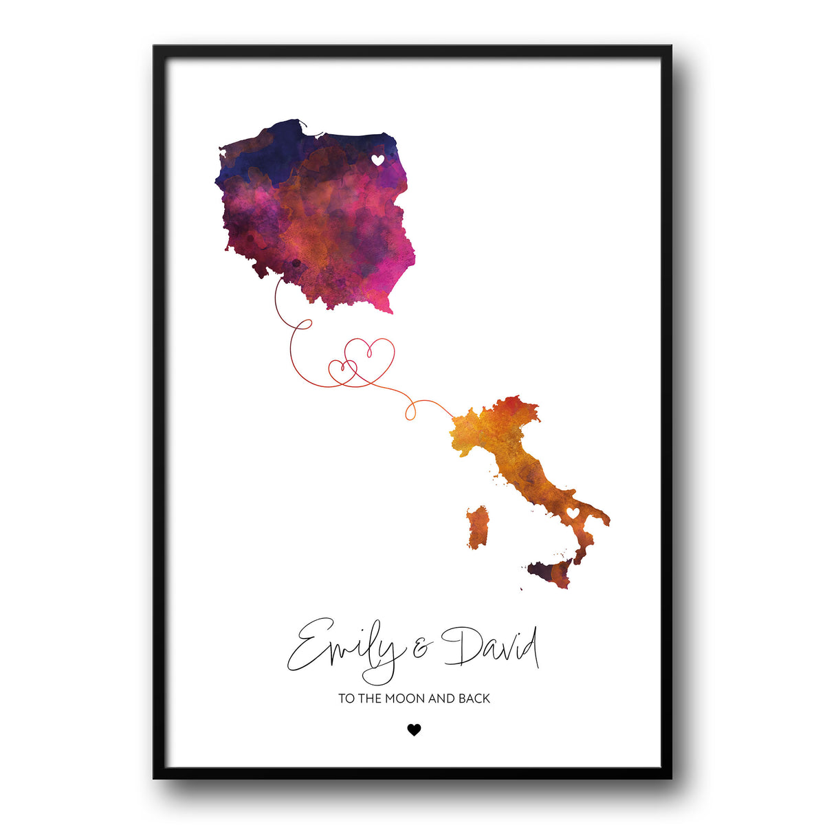 Two Locations Love Map – Personalised Valentine's Gift for Her or Him, valentine gift for her ...