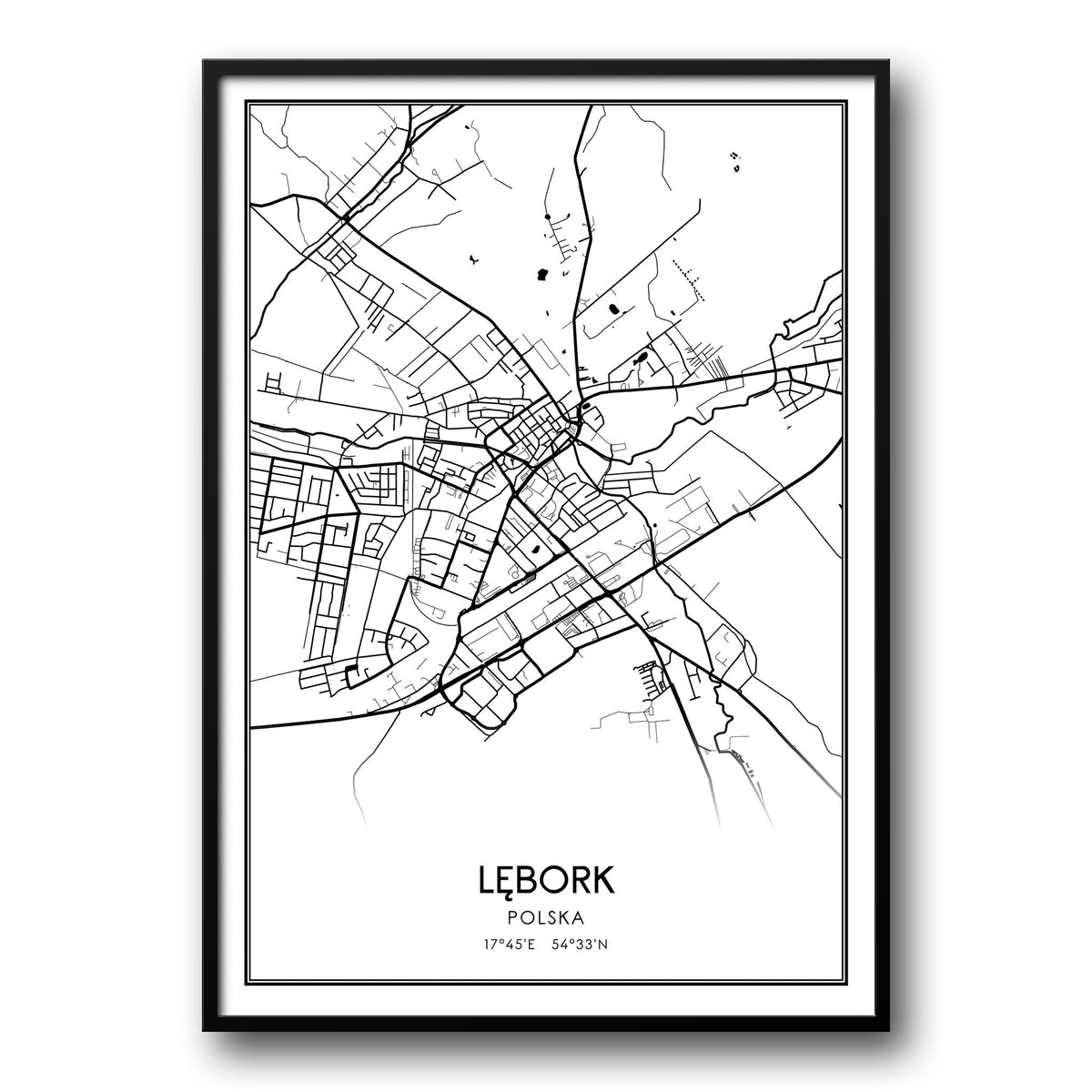 Lebork – Stylish Wall Map | Premium City Map Prints & Decor – UK Custom ...