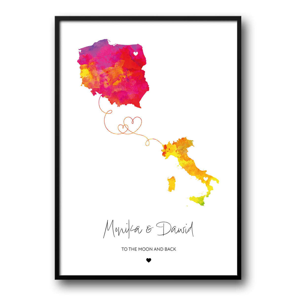 Two Locations Love Map – Personalised Valentine's Gift for Her or Him ...