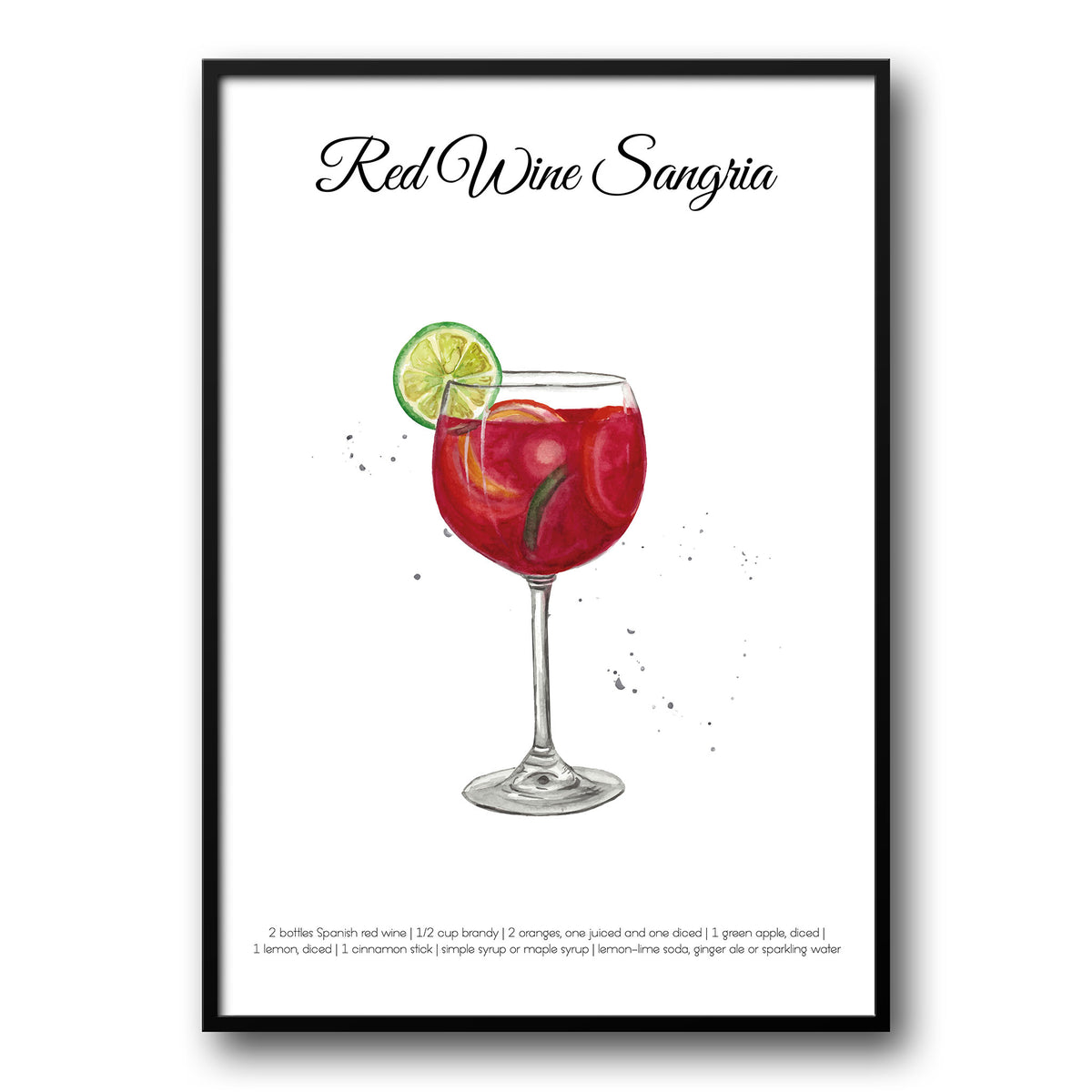 Red Wine Sangria Cocktail Poster Kitchen Poster – UK Custom Posters