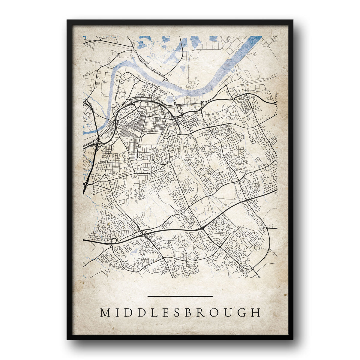 Middlesbrou Map Poster in 12 Styles – UK Custom Posters
