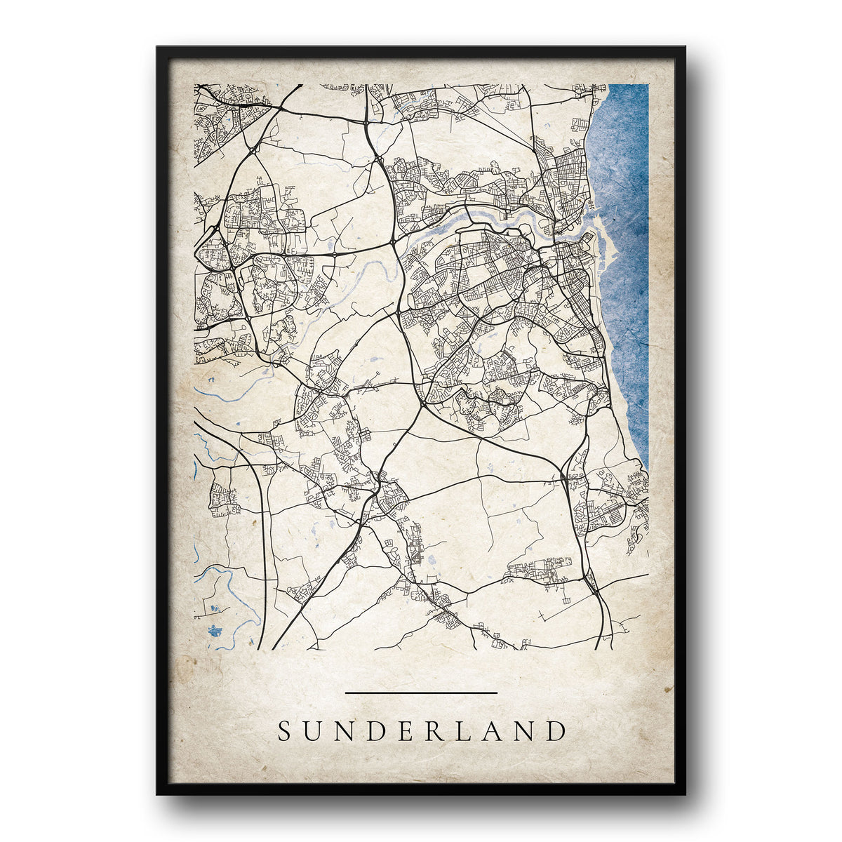 Sunderland Map Poster in 12 Styles – UK Custom Posters