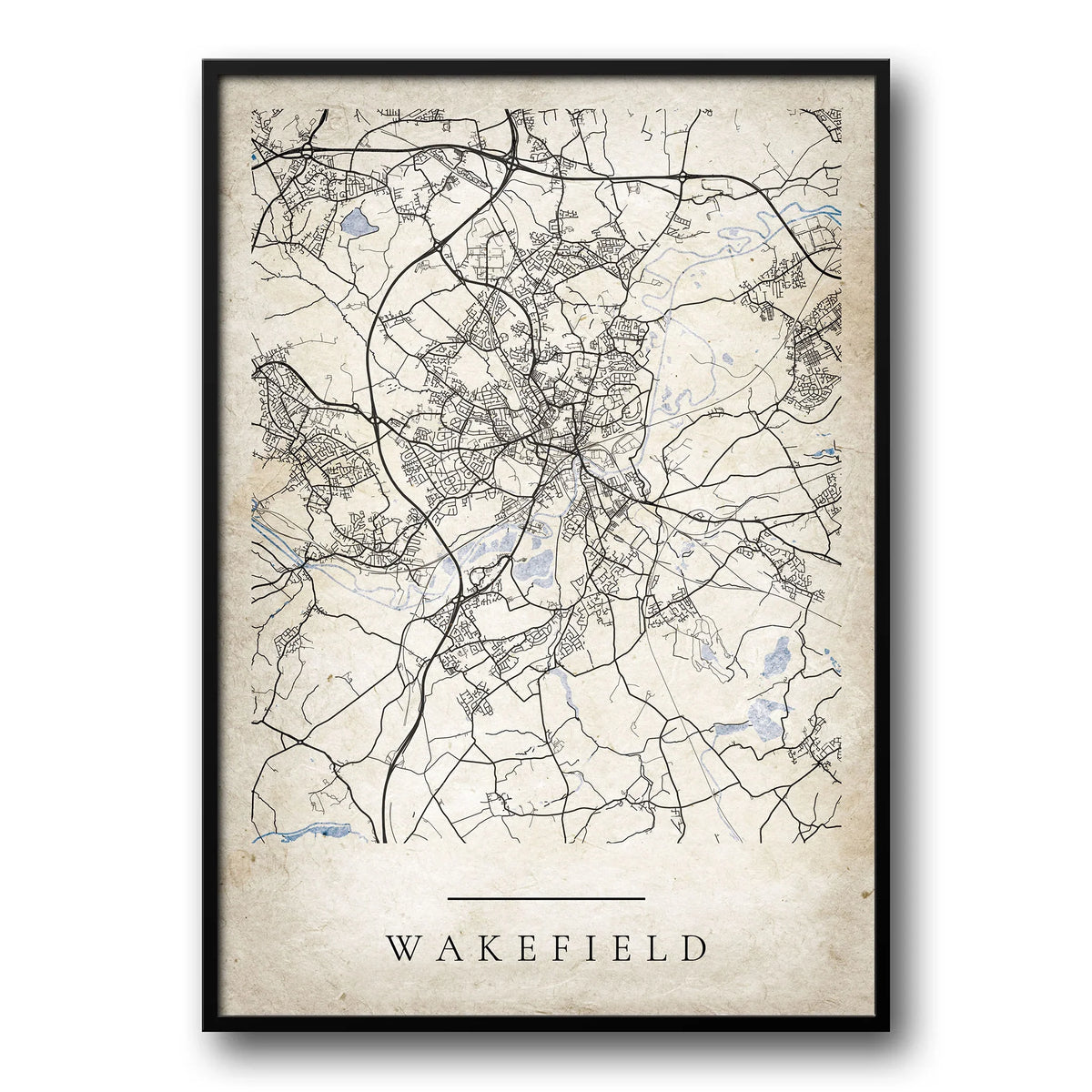 Wakefield Map Poster in 12 Styles – UK Custom Posters