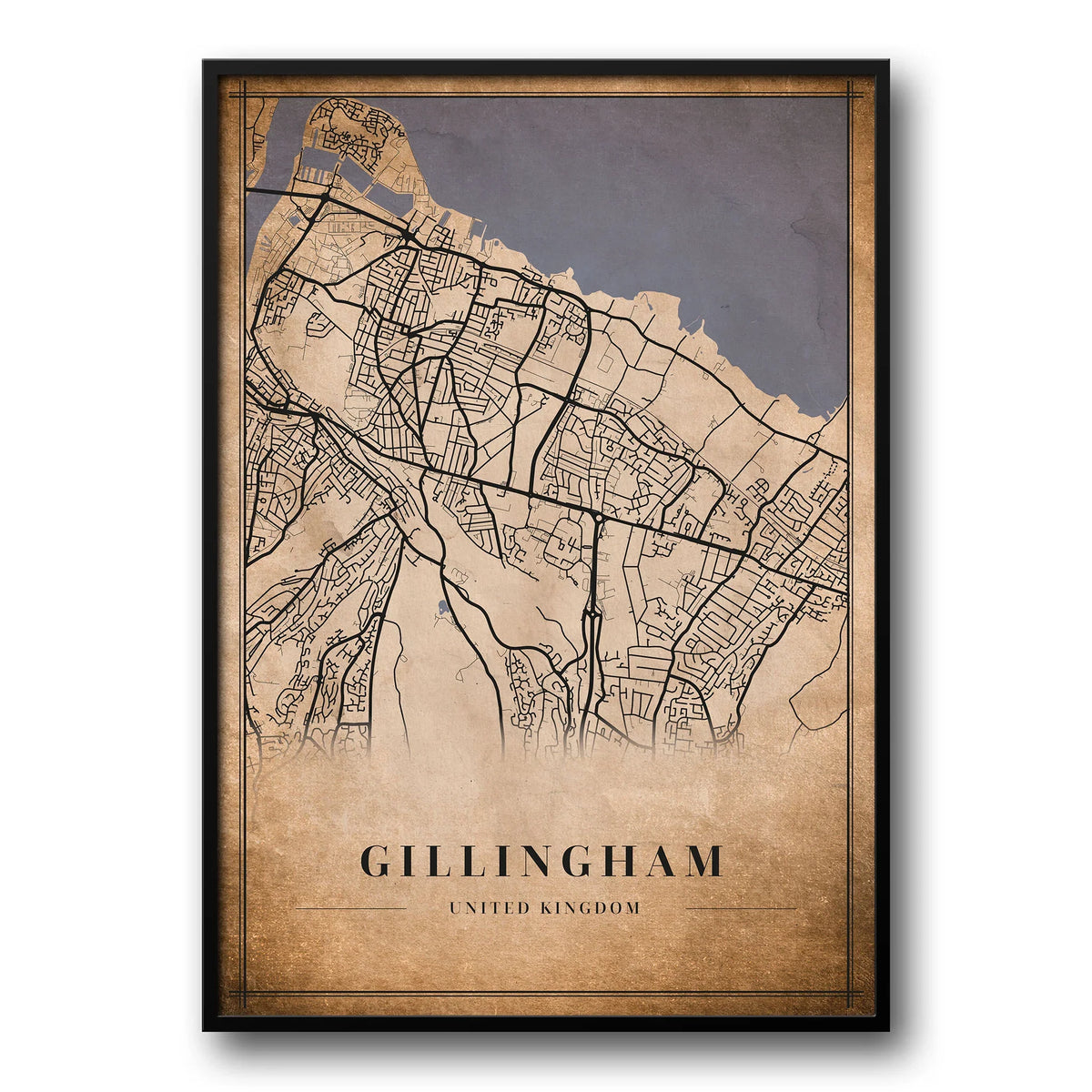 Gillingham, UK Vintage Style Map Poster – UK Custom Posters