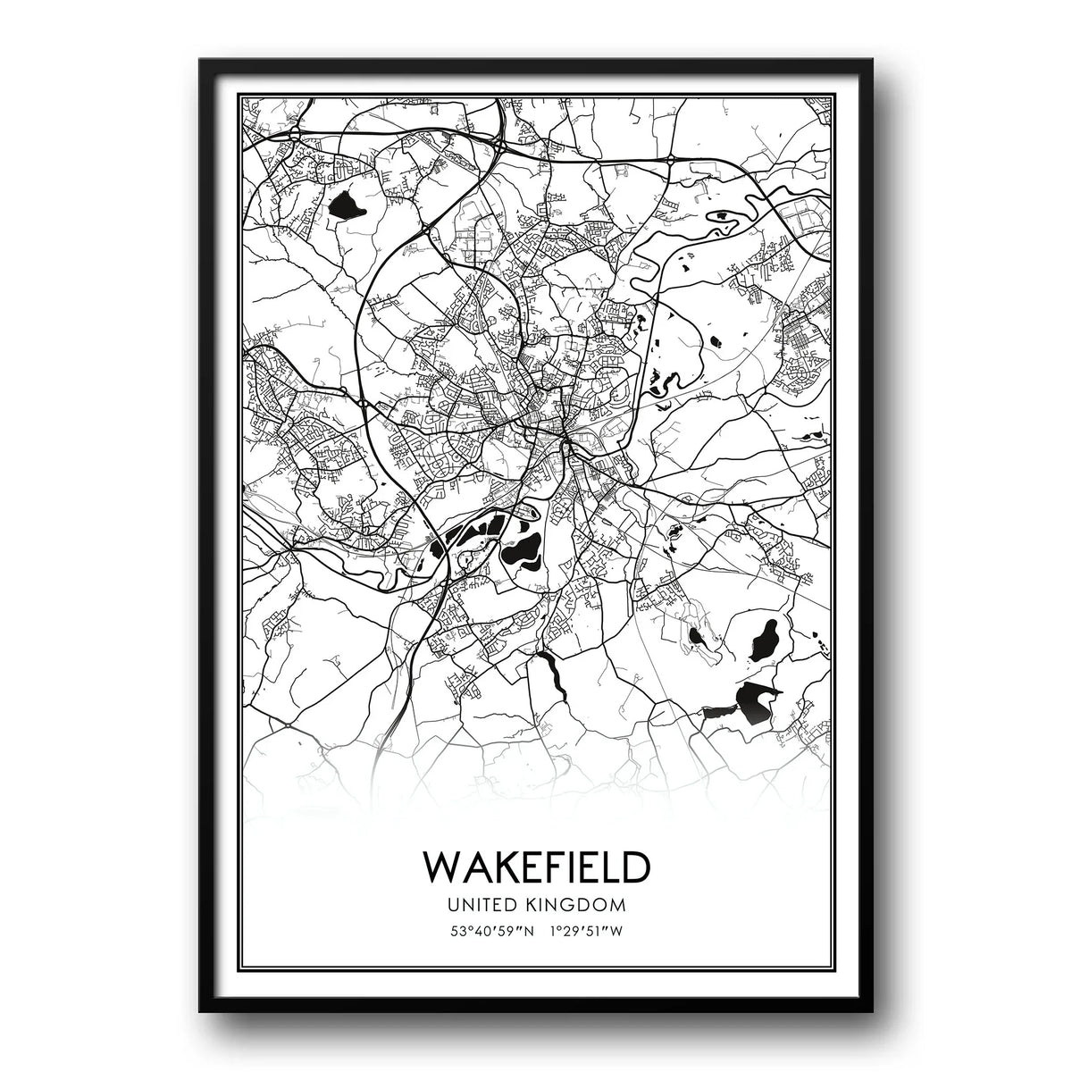 Wakefield – Vintage Street Map | Premium City Map Prints & Decor – UK ...