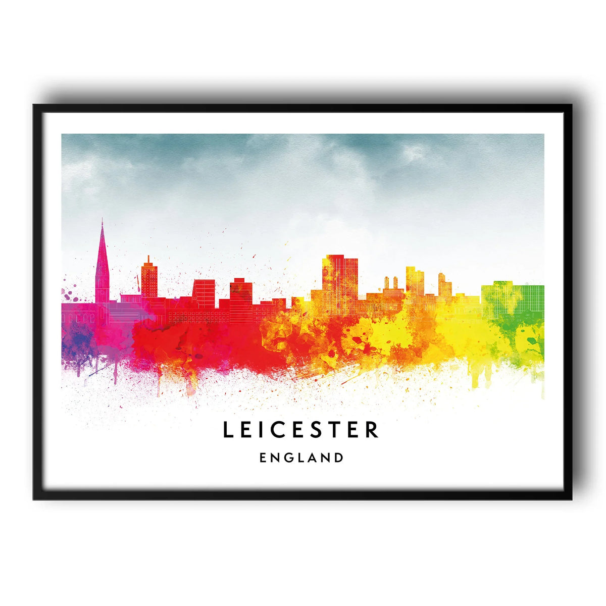 Leicester Skylines Poster, Watercolor style Skylines Poster – UK Custom ...
