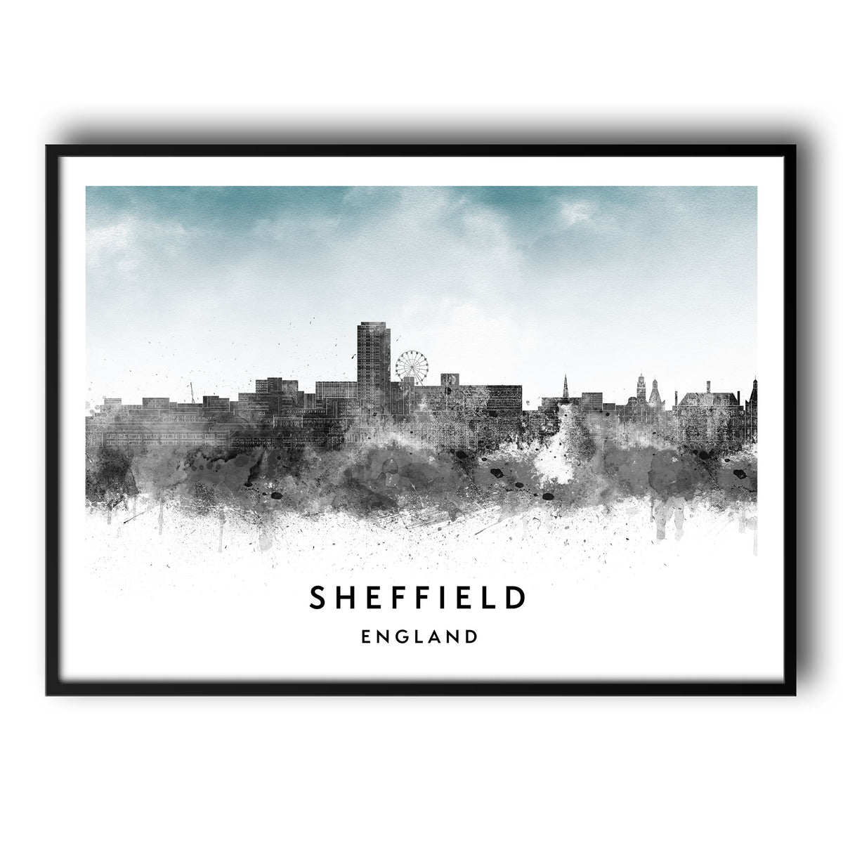 Sheffield Skylines Poster, Watercolor style Skylines Poster – UK Custom ...
