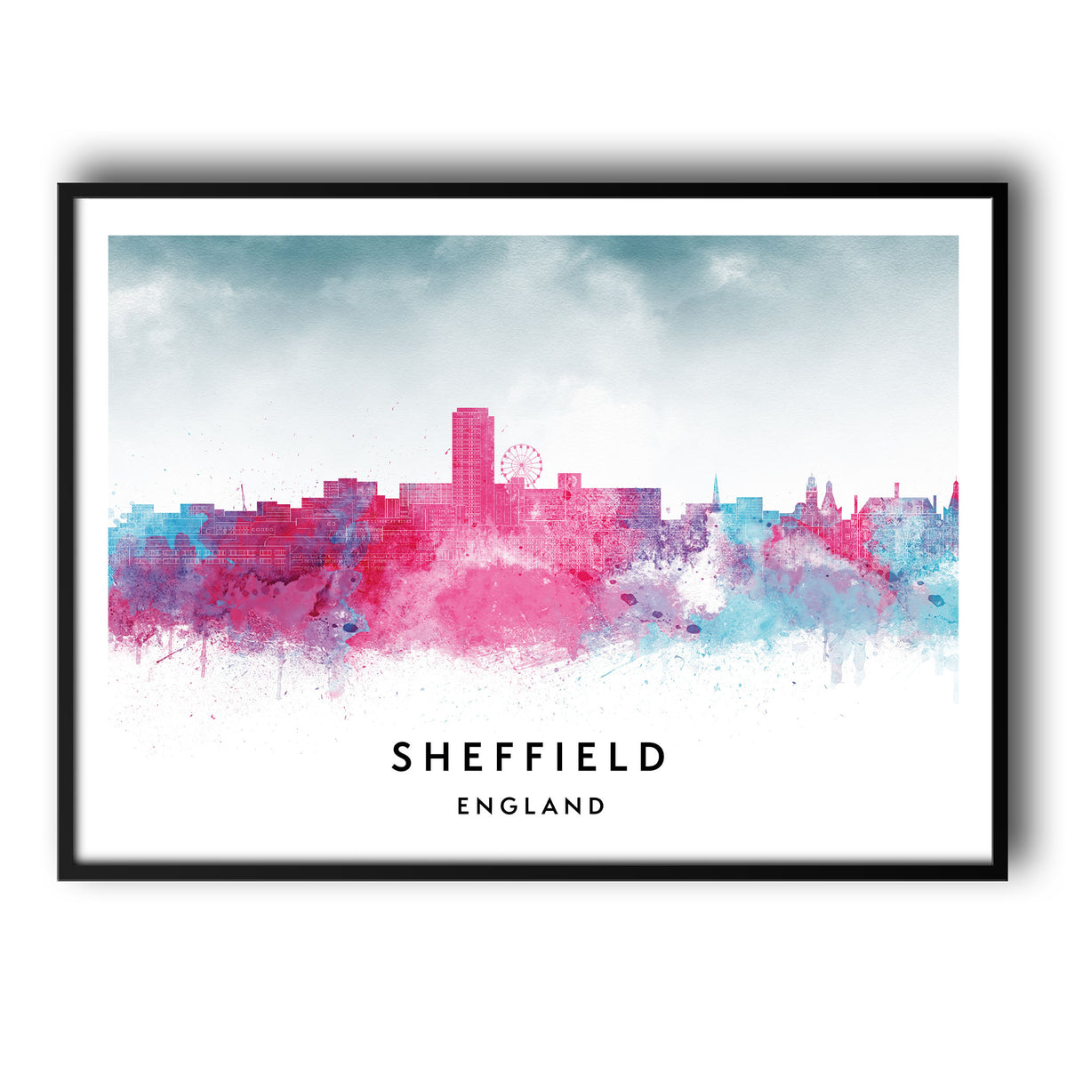 Sheffield Skylines Poster, Watercolor style Skylines Poster – UK Custom ...