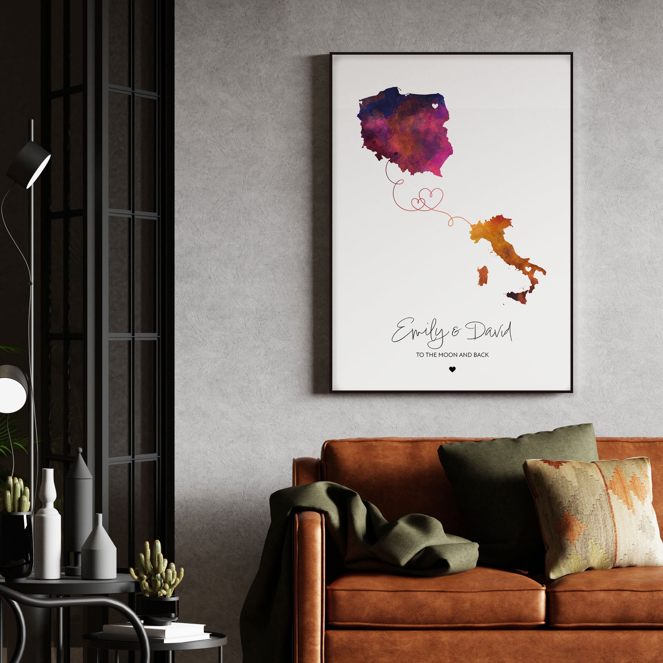 Two Locations Love Map – Personalised Valentine's Gift for Her or Him ...