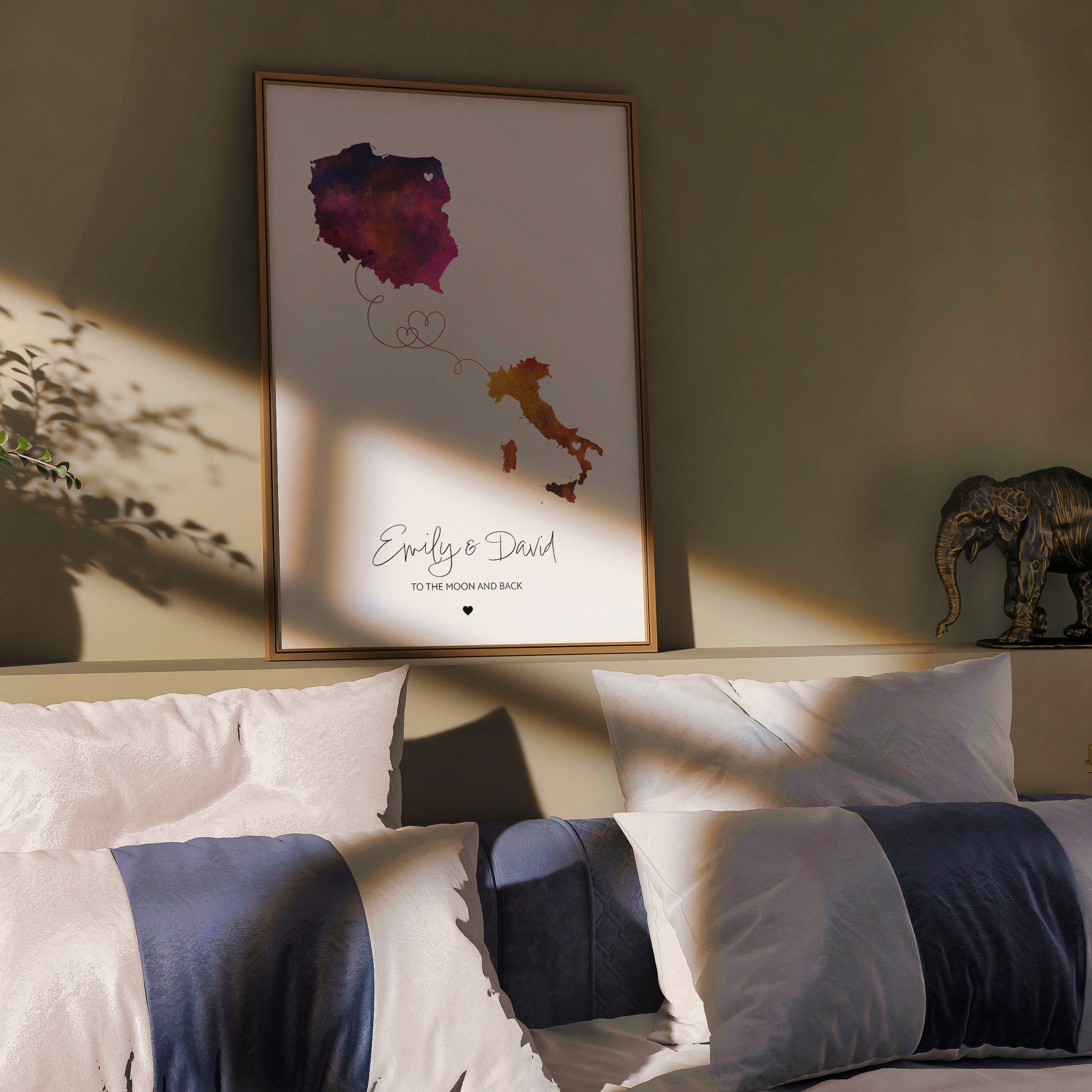 Two Locations Love Map – Personalised Valentine's Gift for Her or Him ...