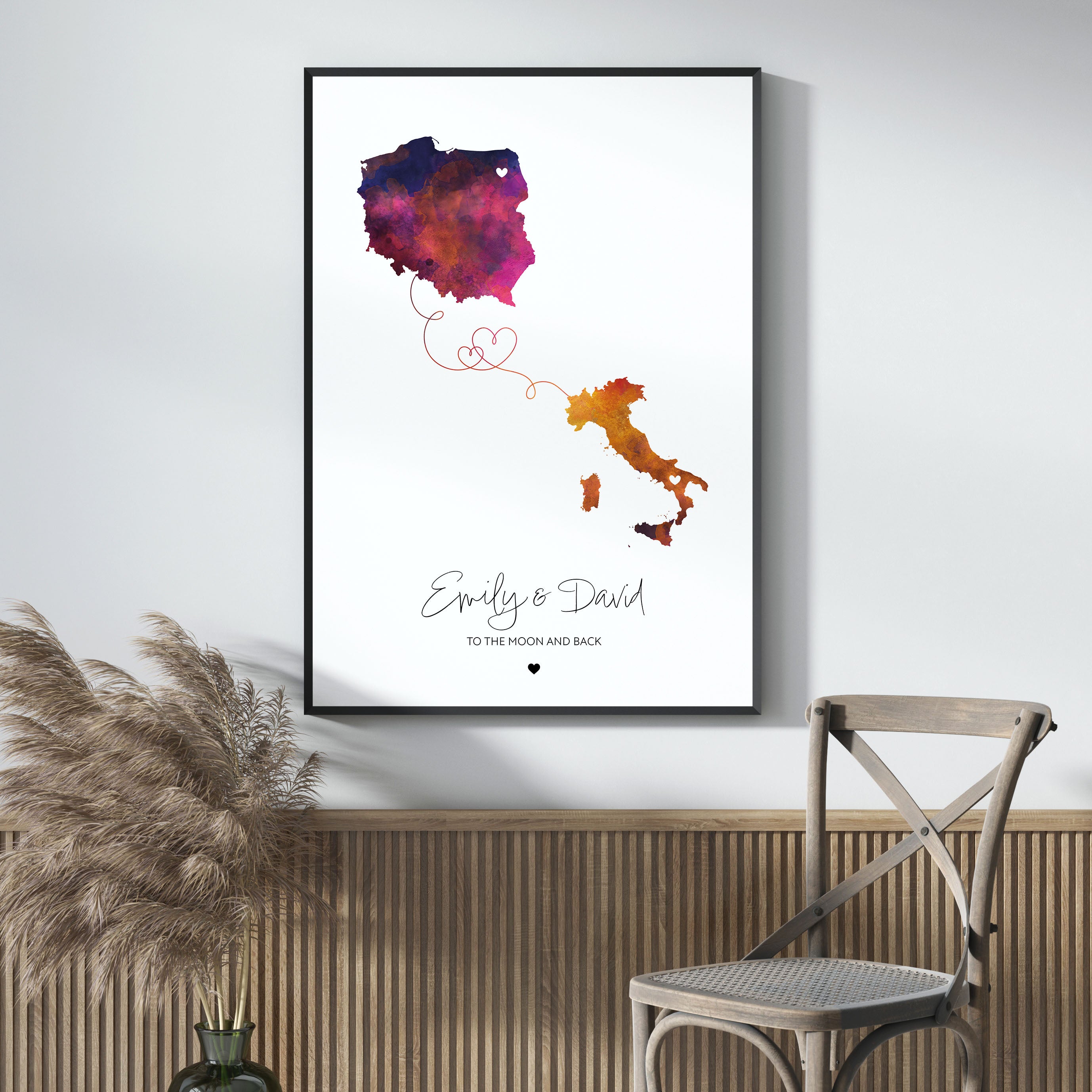 Two Locations Love Map – Personalised Valentine's Gift for Her or Him ...